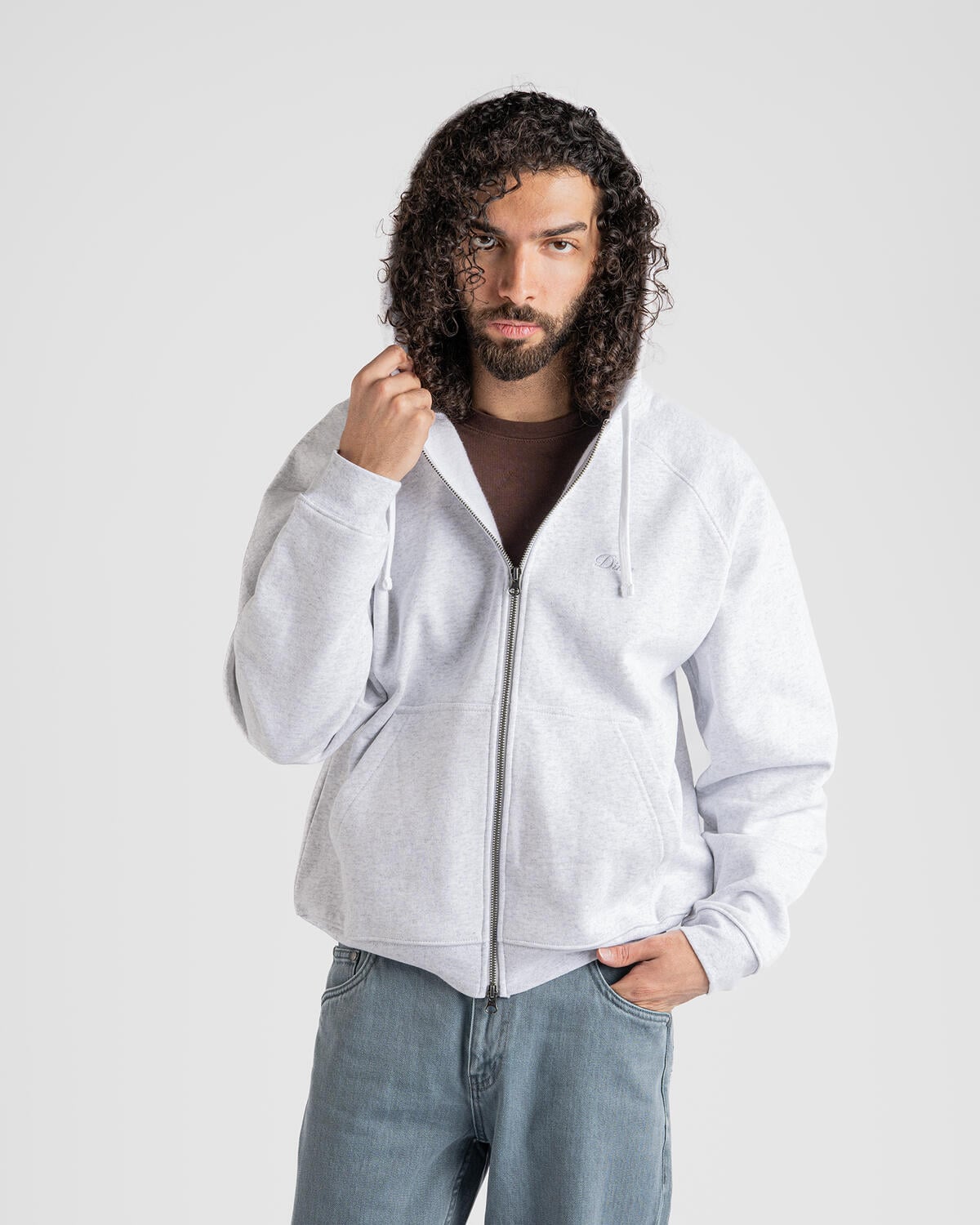 Dime Cursive Small Logo Zip Hoodie | DIMEHO2558ASH | AFEW STORE